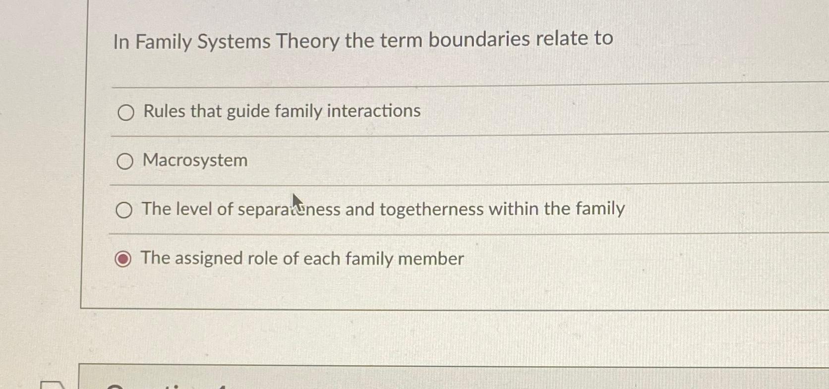 Solved In Family Systems Theory the term boundaries relate | Chegg.com