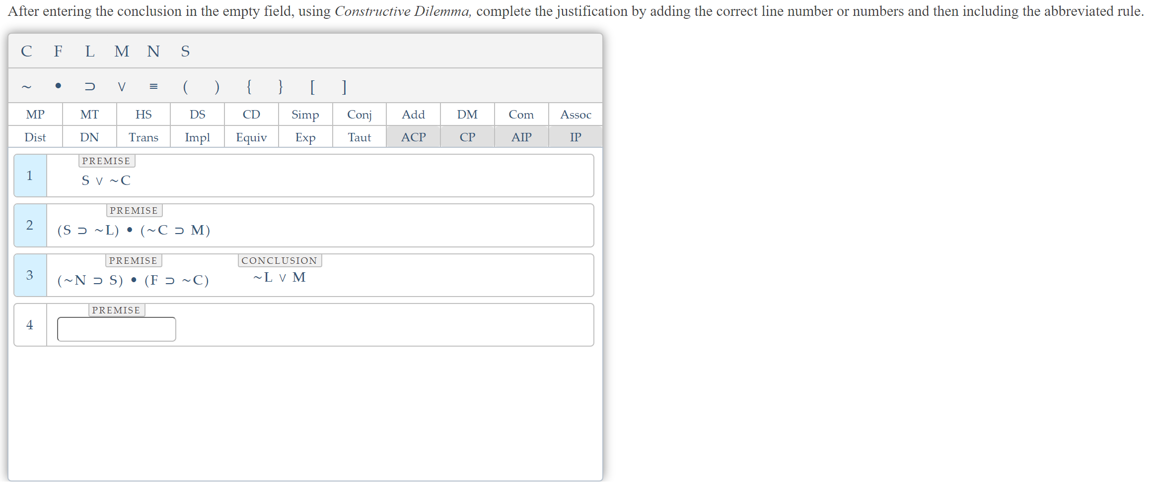 Solved After entering the conclusion in the empty field, | Chegg.com