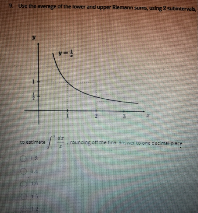 Solved 9. Use the average of the lower and upper Riemann | Chegg.com