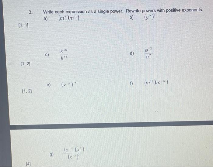 Solved 3. Write each expression as a single power. Rewrite | Chegg.com