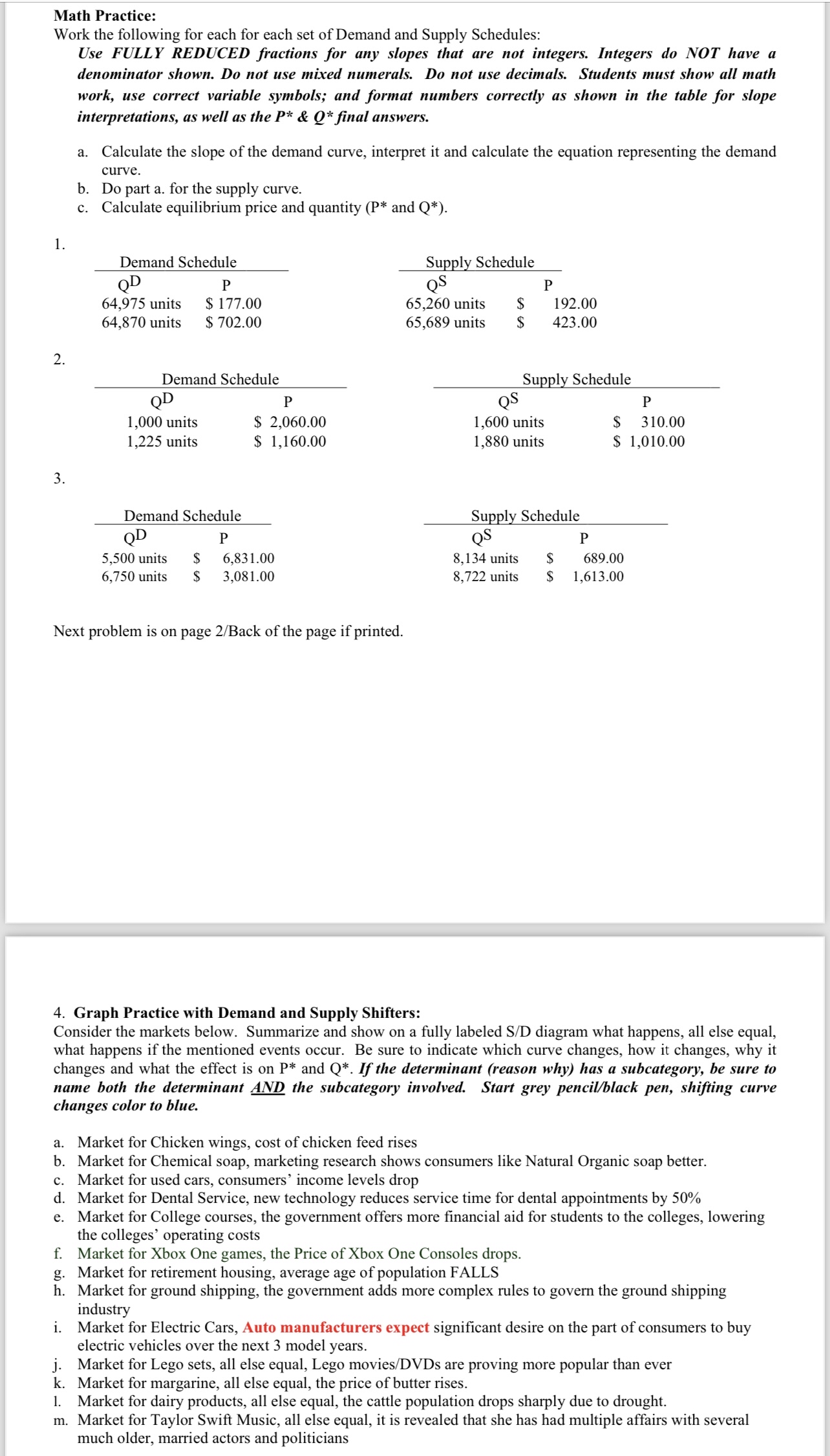 Math Practice:Work the following for each for each | Chegg.com