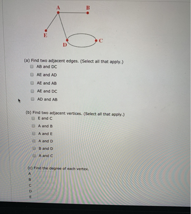 Solved Do the following. (a) Find two adjacent edges. | Chegg.com