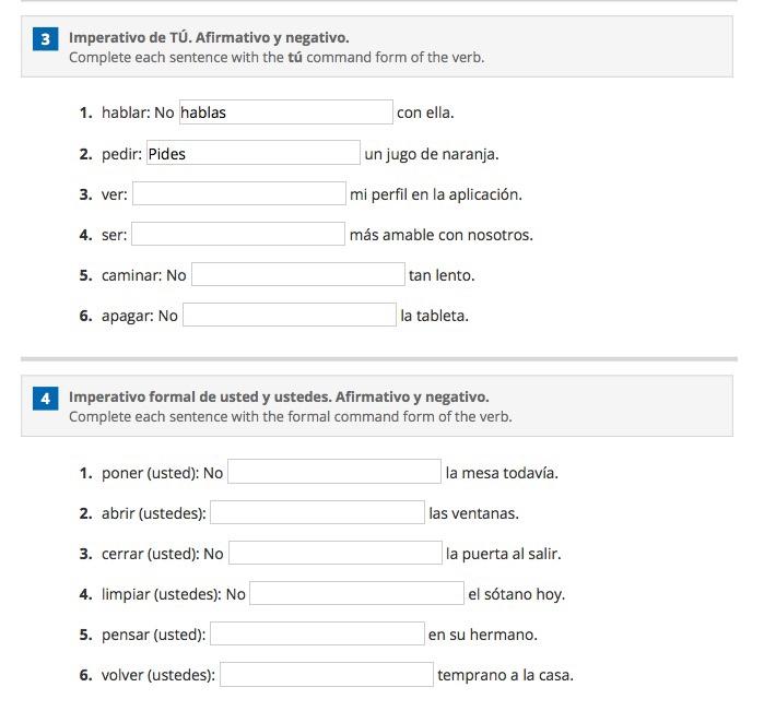 3 Imperativo de Tú. Afirmativo y negativo. Complete | Chegg.com