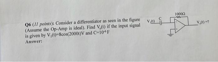 Solved Q6 (11 points): Consider a differentiator as seen in | Chegg.com