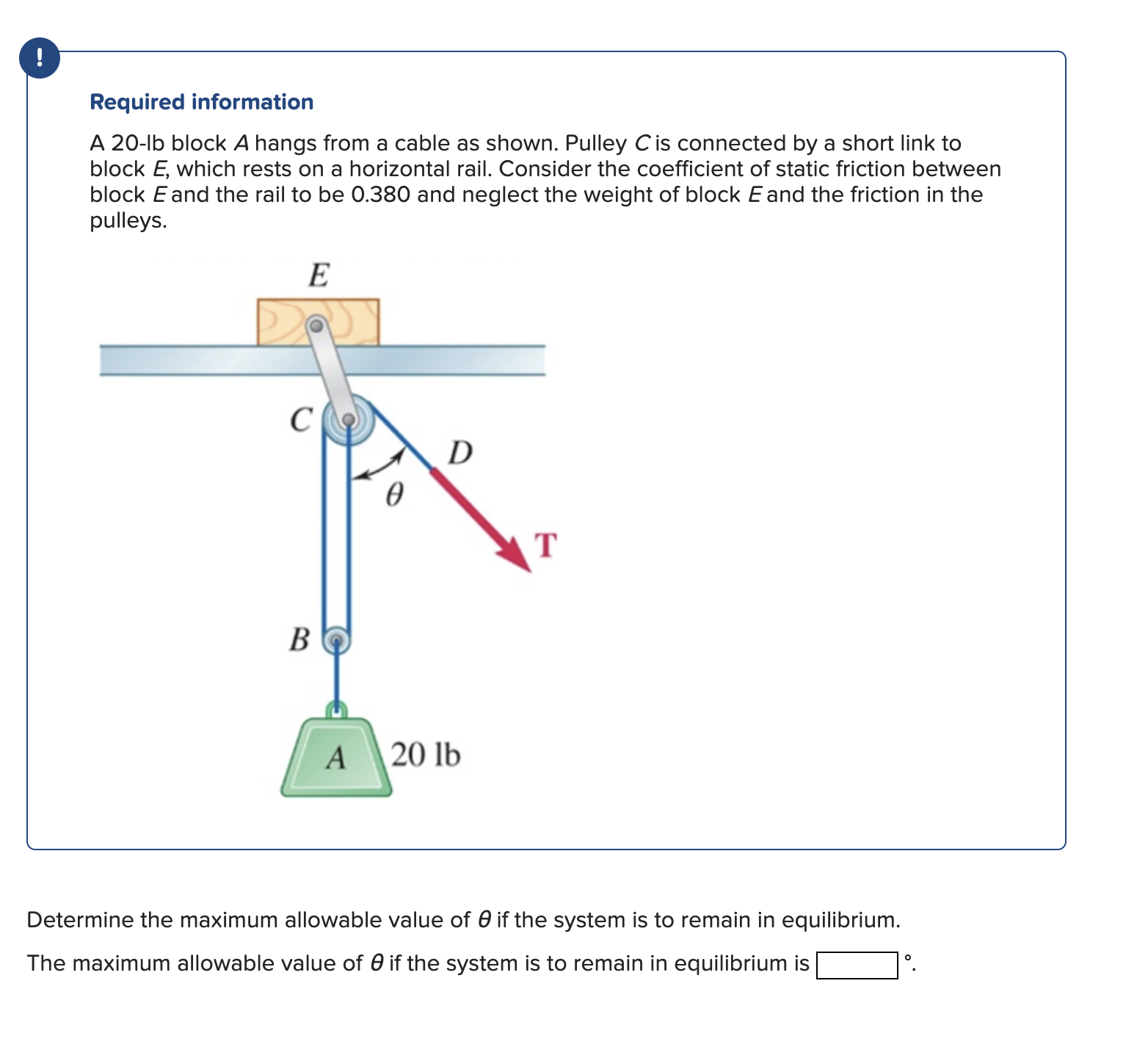 Solved ! ﻿Required information A 20-lb block \( ﻿A \) ﻿hangs | Chegg.com