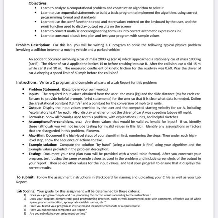 Solved Objectives: • Learn to analyze a computational | Chegg.com