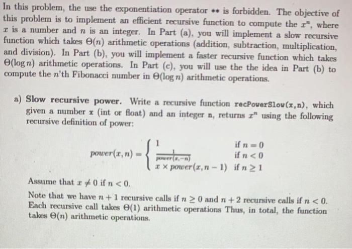 In this problem, the use the exponentiation operator | Chegg.com
