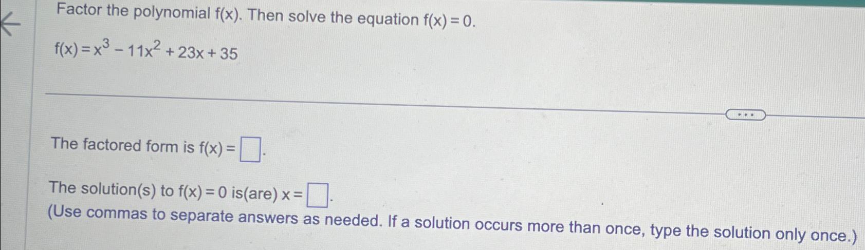 Solved Factor the polynomial f(x). ﻿Then solve the equation | Chegg.com