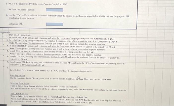 Solved show work in excel using the correct functions. show | Chegg.com