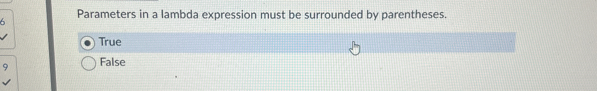 Solved Parameters in a lambda expression must be surrounded | Chegg.com