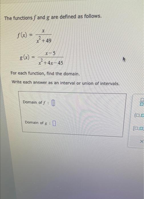 Solved The functions f and g are defined as follows. | Chegg.com