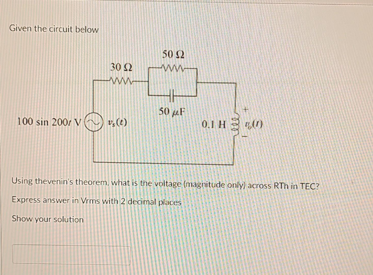 Solved Given the circuit below Using thevenin's theorem, | Chegg.com