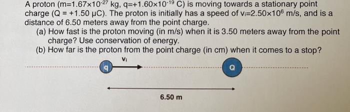Solved A proton (m=1.67x10-27 kg, q=+1.60x10-19 C) is moving | Chegg.com