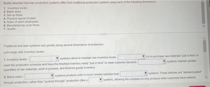 Solved Briefly desoribe how lean production systems differ | Chegg.com
