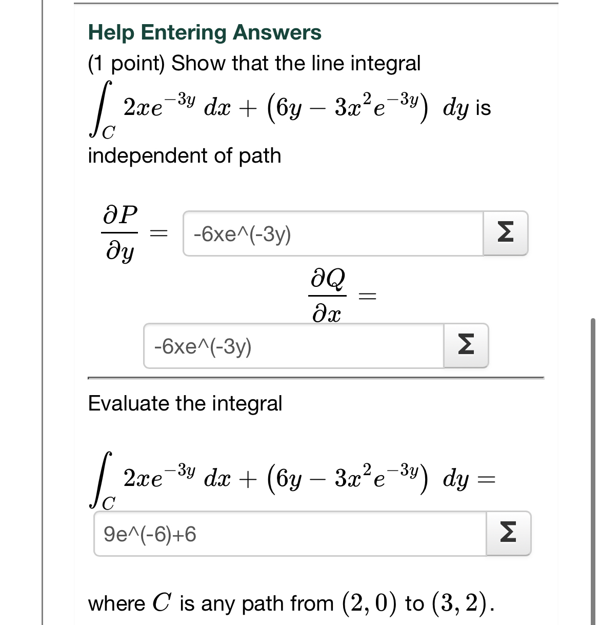 Solved Help Entering Answers(1 ﻿point) ﻿Show that the line | Chegg.com