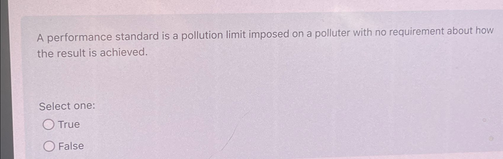 Solved A performance standard is a pollution limit imposed | Chegg.com