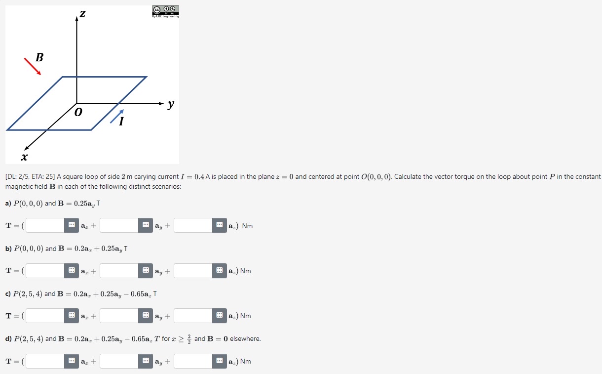 Solved [DL: 2/5, ﻿ETA: 25] ﻿A square loop of side 2m | Chegg.com