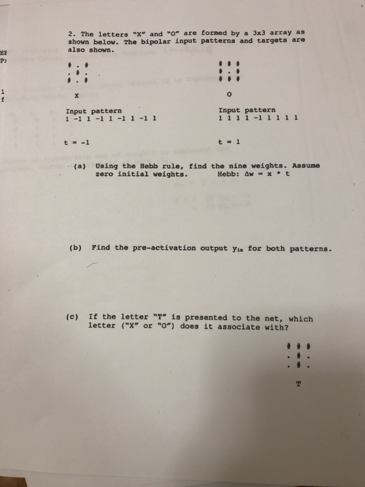 Solved 2. The letters "X" and "O" are formed by a 3x3 | Chegg.com