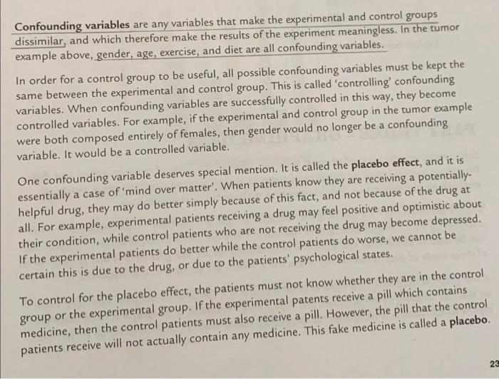 Solved Confounding variables are any variables that make the | Chegg.com