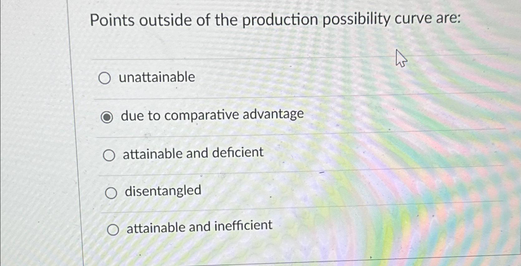 Solved Points outside of the production possibility curve | Chegg.com