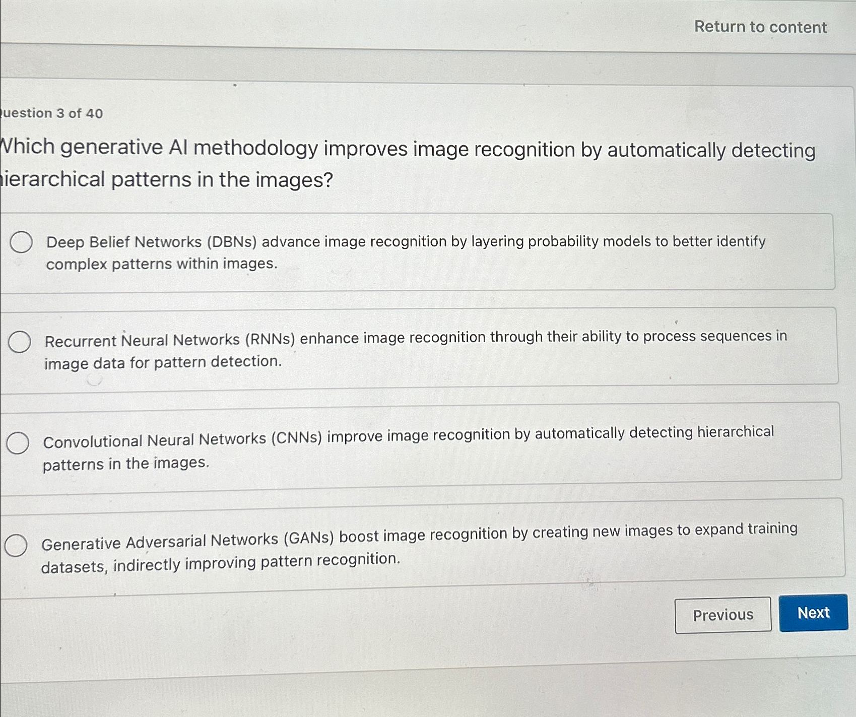 Solved Return to contentuestion 3 ﻿of 40Which generative Al | Chegg.com