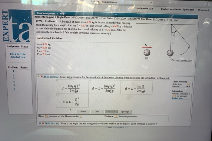 Solved Au4,theexpertta.com eeExpertTA.com Student: | Chegg.com