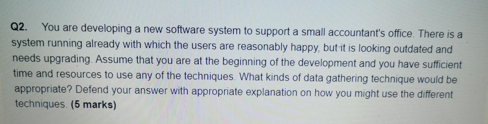 Solved Q2. You are developing a new software system to | Chegg.com