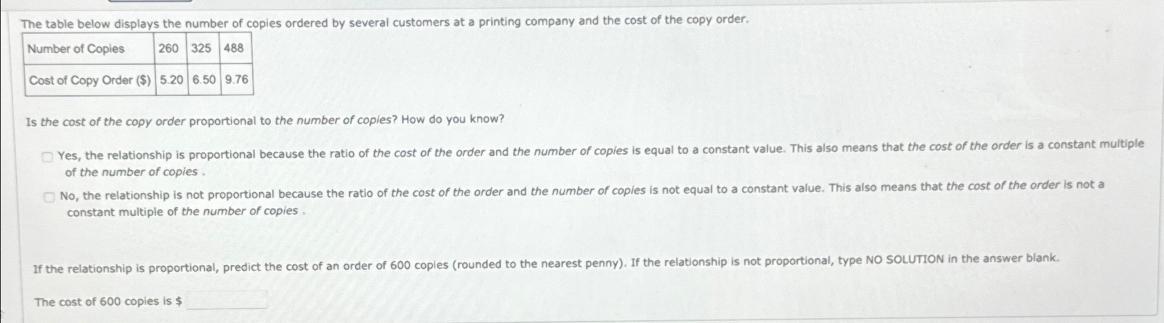 Solved The table below displays the number of copies ordered | Chegg.com