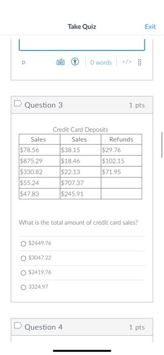 Solved What is the total amount of credit card sales? | Chegg.com