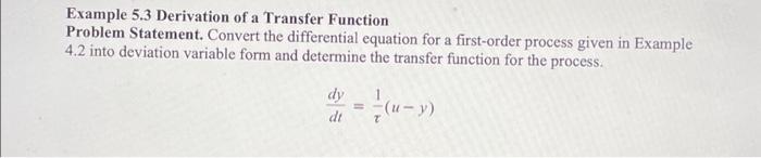 Solved Example 5.3 Derivation of a Transfer Function Problem | Chegg.com