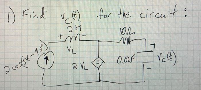 Solved 1) Find vr(t) for the circuit: | Chegg.com