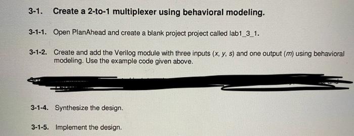 Solved 3-1. Create a 2-to-1 multiplexer using behavioral | Chegg.com