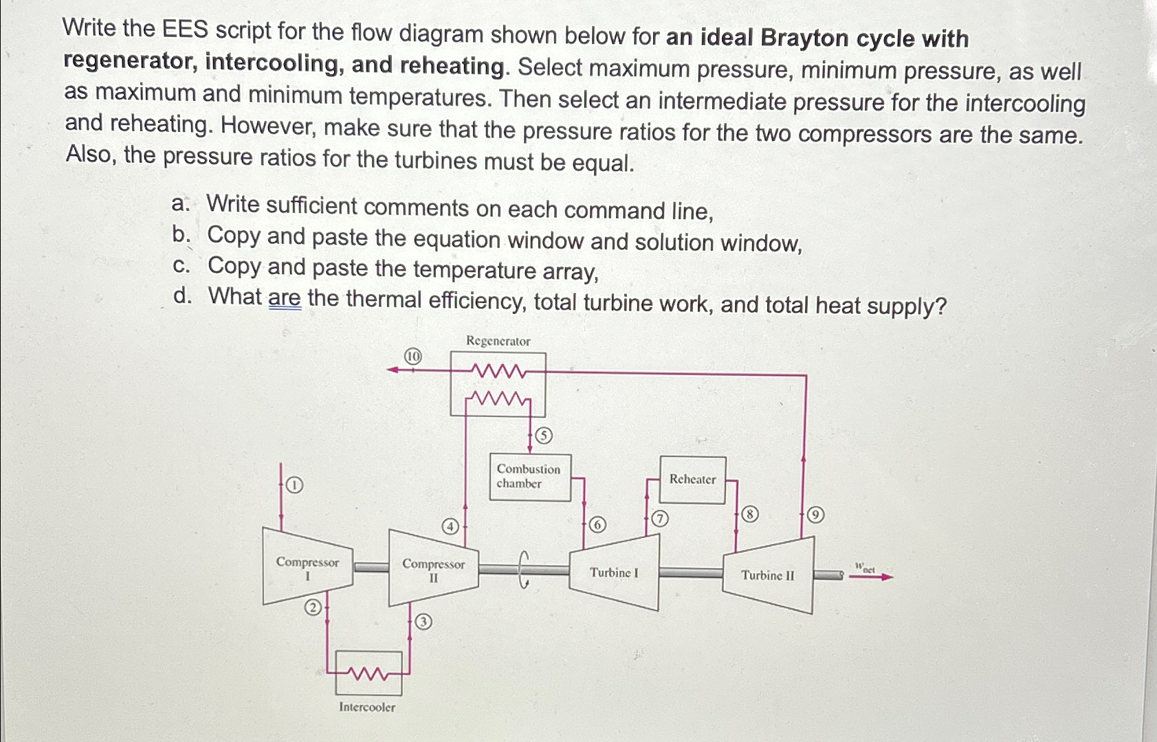 Solved Write the EES script for the flow diagram shown below | Chegg.com