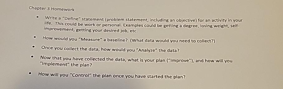 Solved Chapter 3 ﻿HomeworkWrite a "Define" statement | Chegg.com
