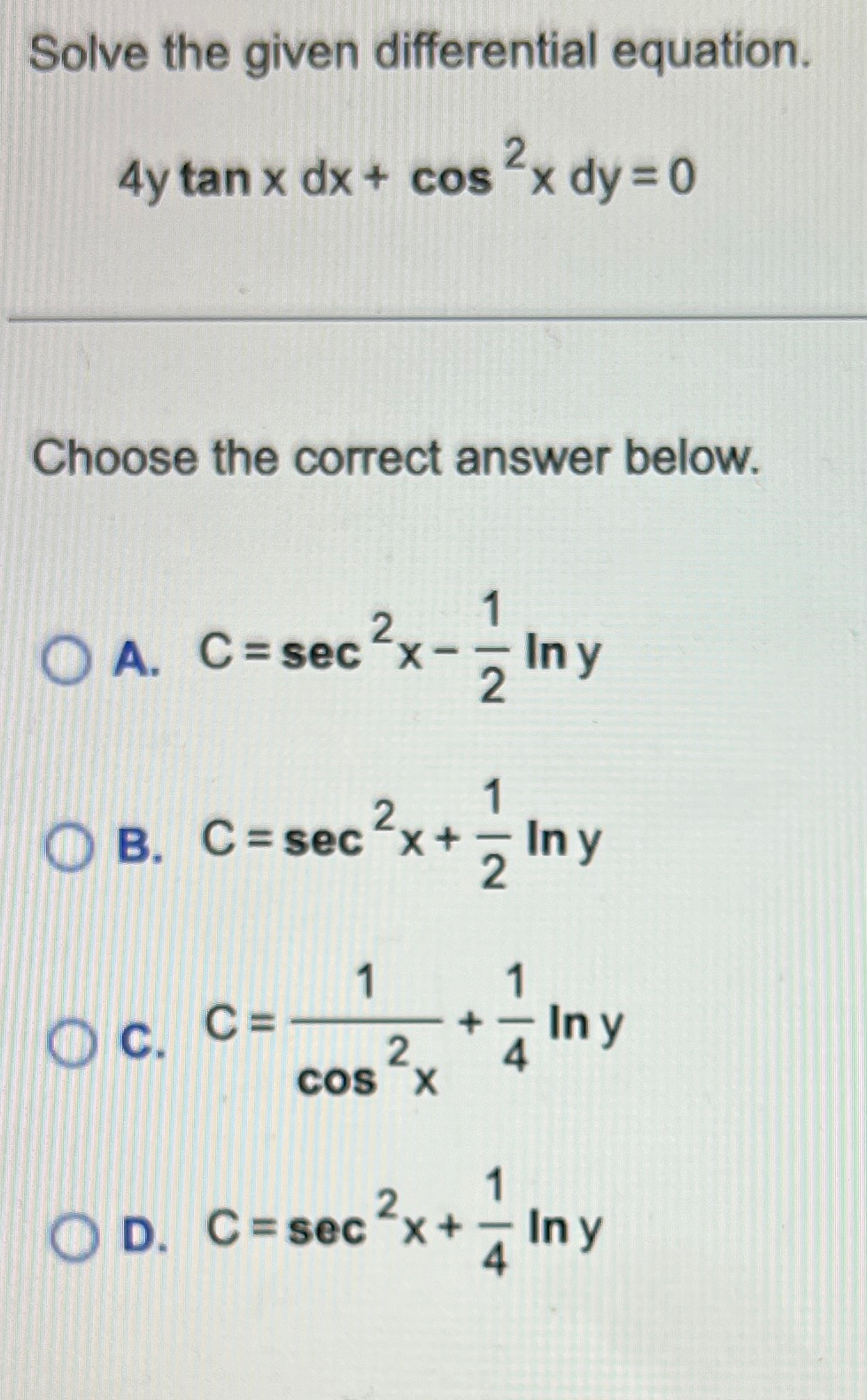 Solved Solve the given differential | Chegg.com