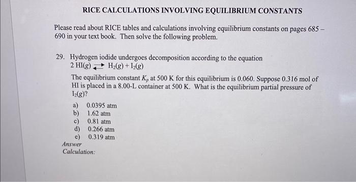 Solved Please read about RICE tables and calculations | Chegg.com
