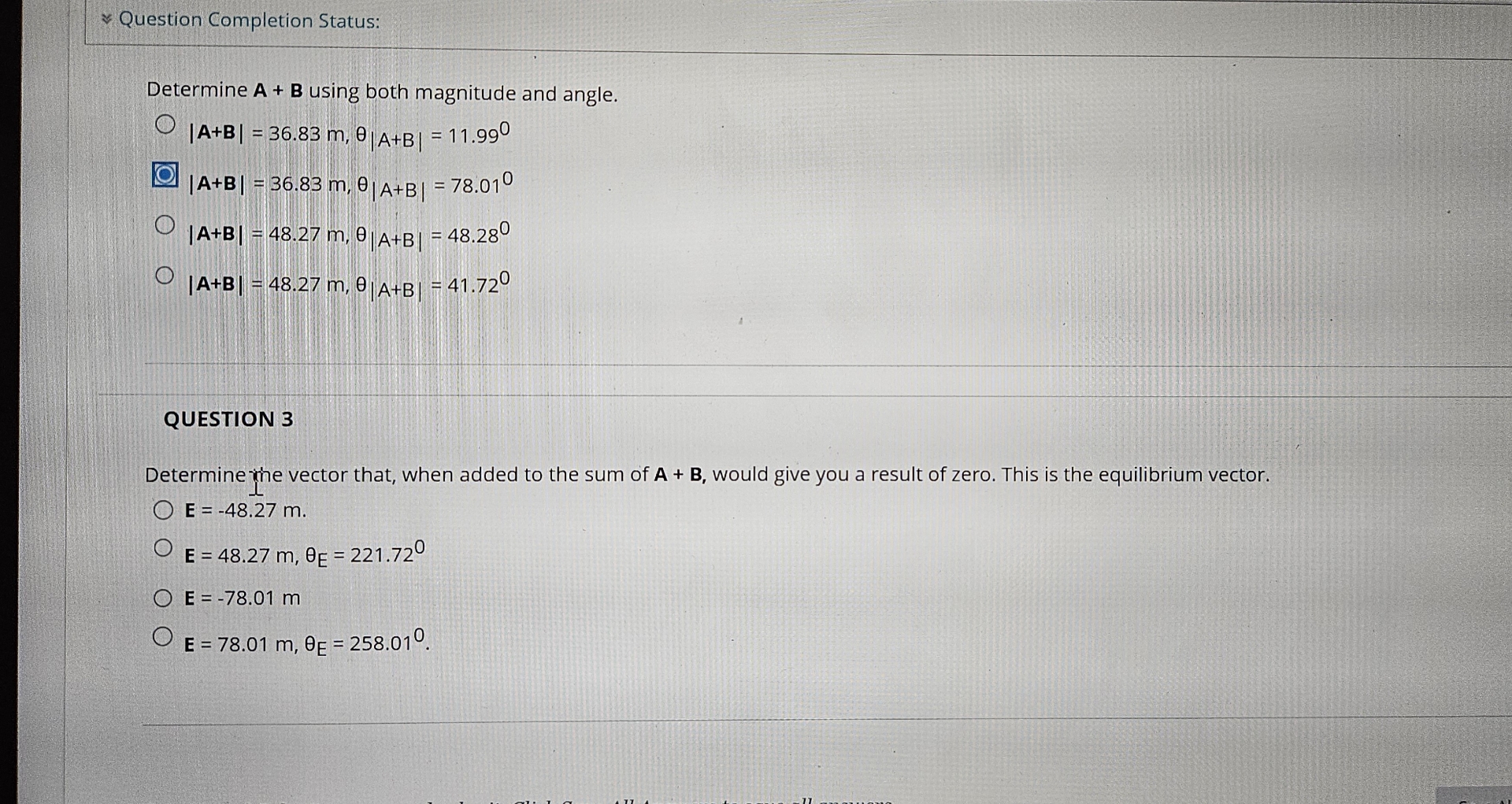 Solved Question Completion Status:Given the following | Chegg.com