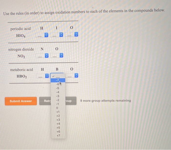 Solved Use the rules in order) to assign oxidation numbers | Chegg.com