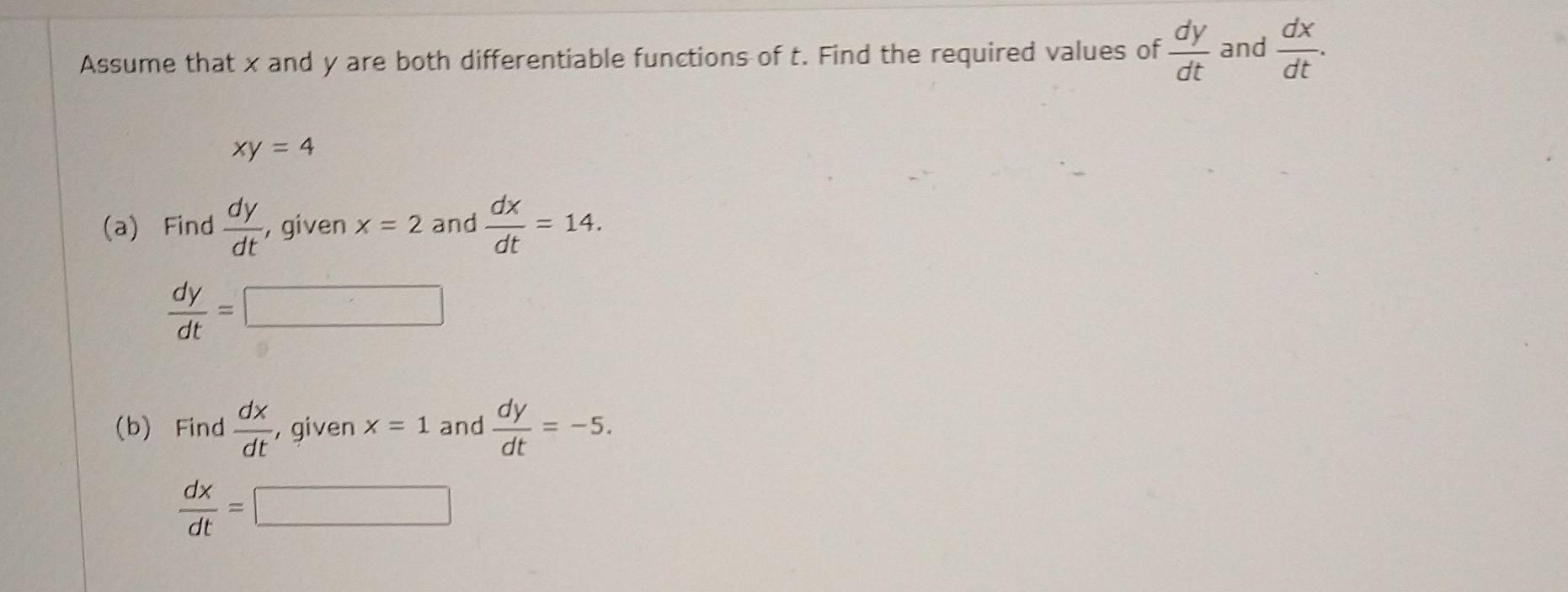Solved Assume that x and y are both differentiable functions | Chegg.com