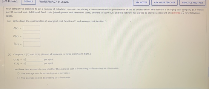 Solved PRAC [-/2 points) DETAILS WANEFMAC7 11.2.022. MY | Chegg.com Solved PRAC [-/2 points) DETAILS WANEFMAC7 11.2.022. MY | Chegg.com
