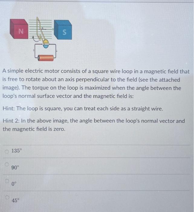 Solved A simple electric motor consists of a square wire | Chegg.com