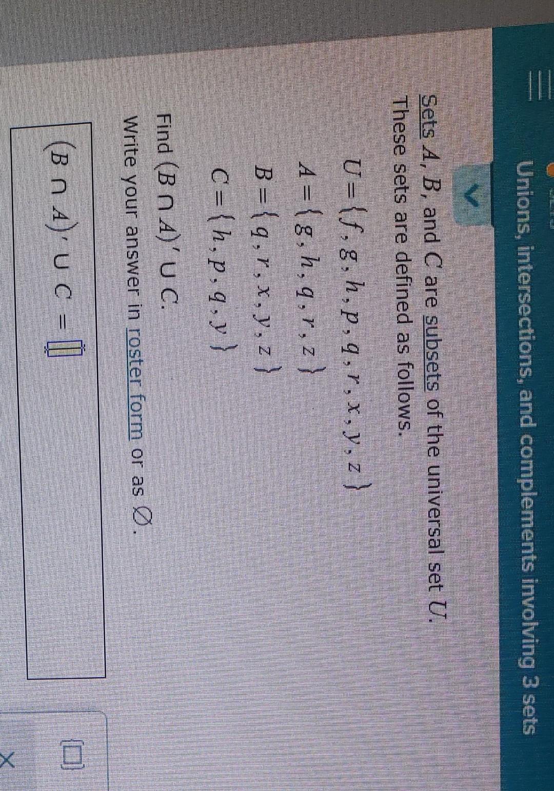 Solved ||| Unions, intersections, and complements involving | Chegg.com