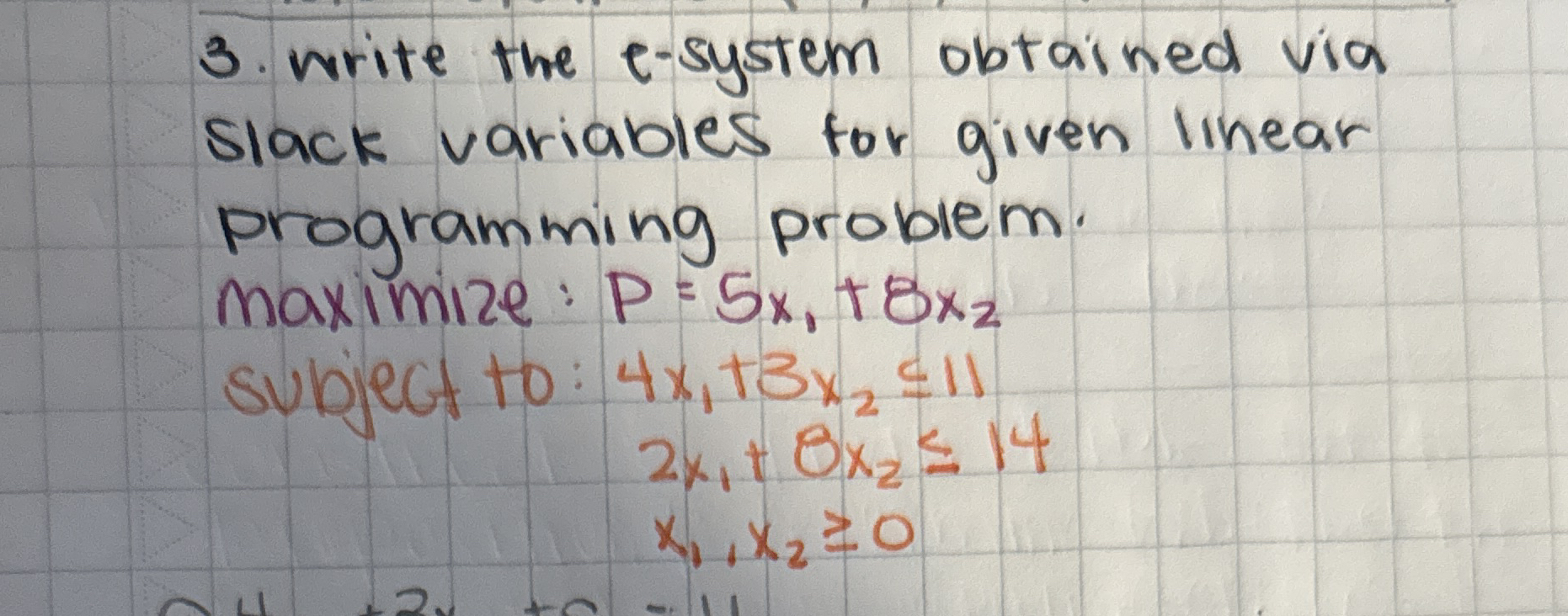 Solved nrite the e-system obtained via slack variables for | Chegg.com