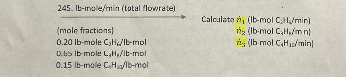 Solved 245. lb-mole/min (total flowrate) (mole fractions) | Chegg.com