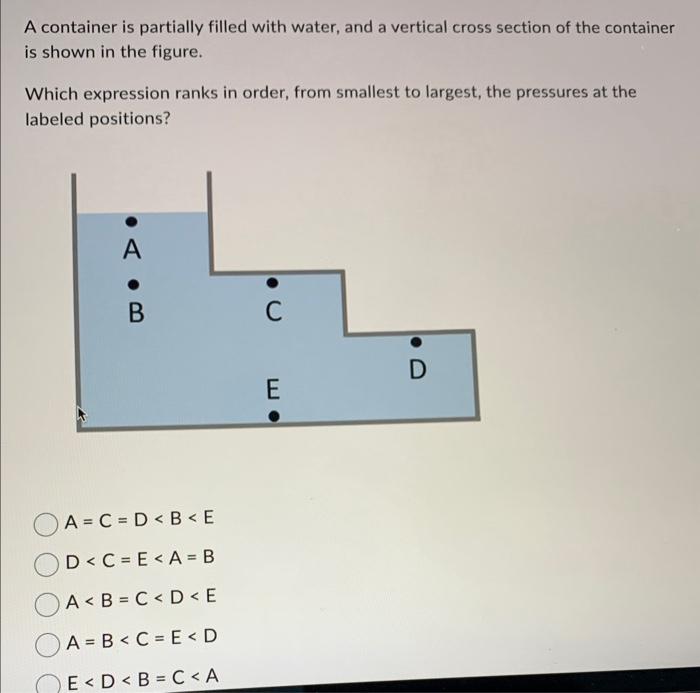 Solved A container is partially filled with water, and a | Chegg.com
