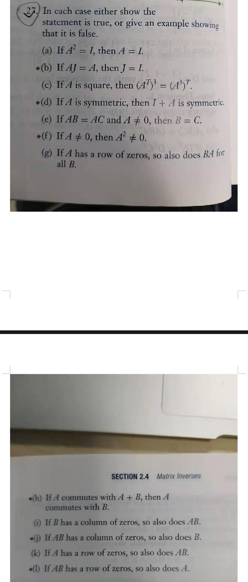 Solved 27. In each case either show the statement is true, | Chegg.com