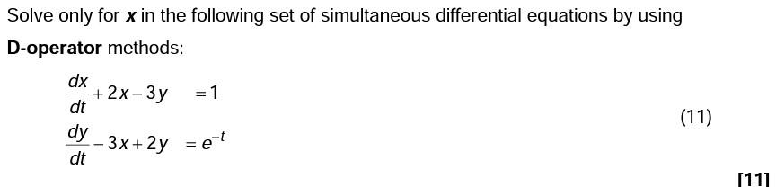 Solved Solve only for x in the following set of simultaneous | Chegg.com