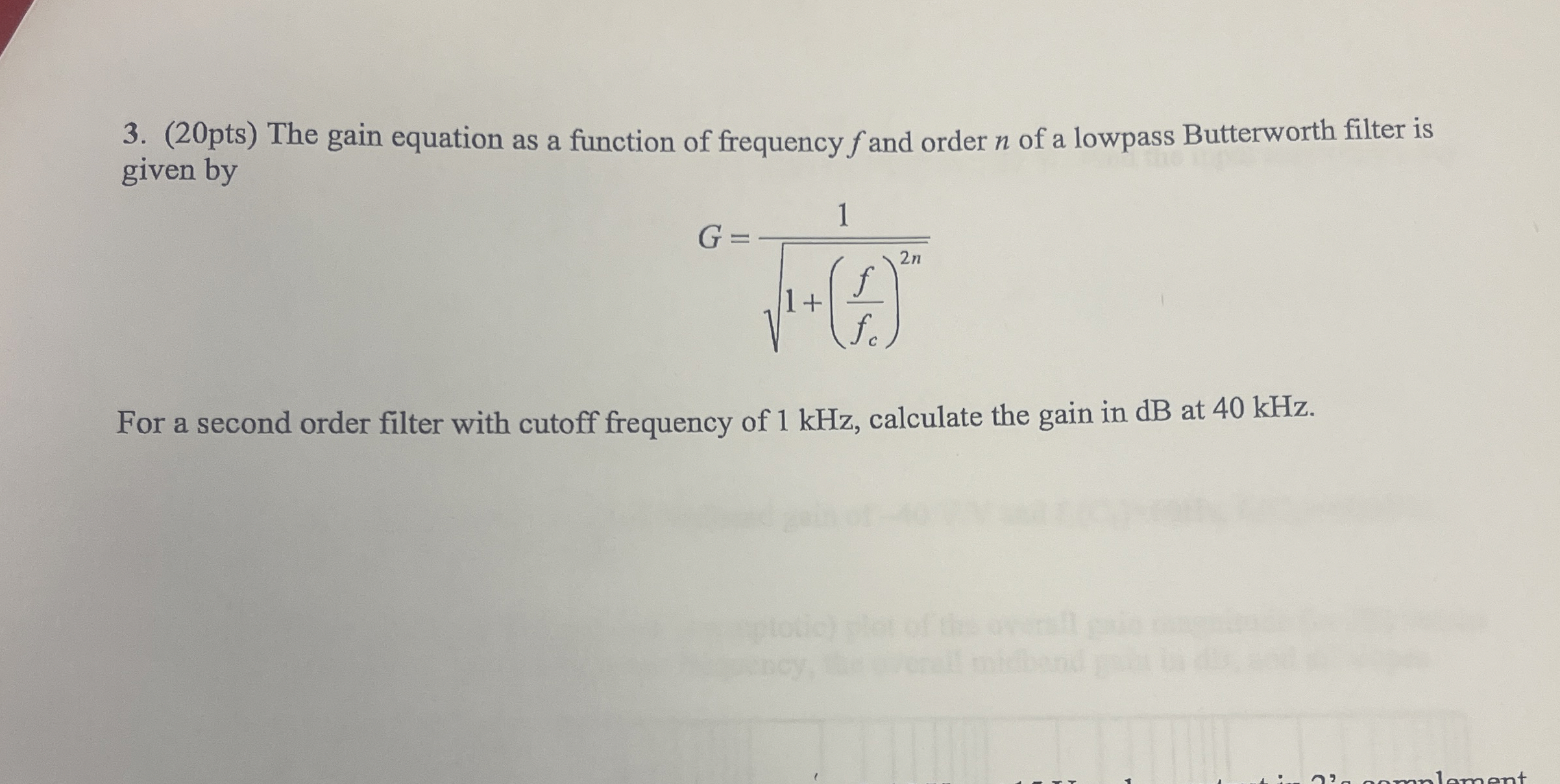 Solved (20pts) ﻿The gain equation as a function of frequency | Chegg.com
