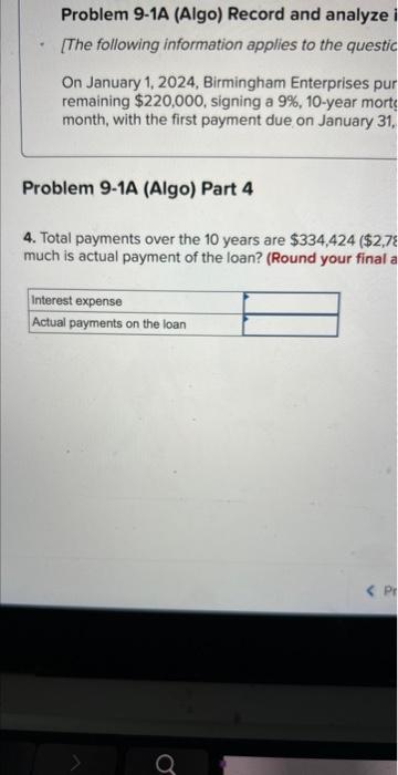 Required information Problem 9-1A (Algo) Record and | Chegg.com