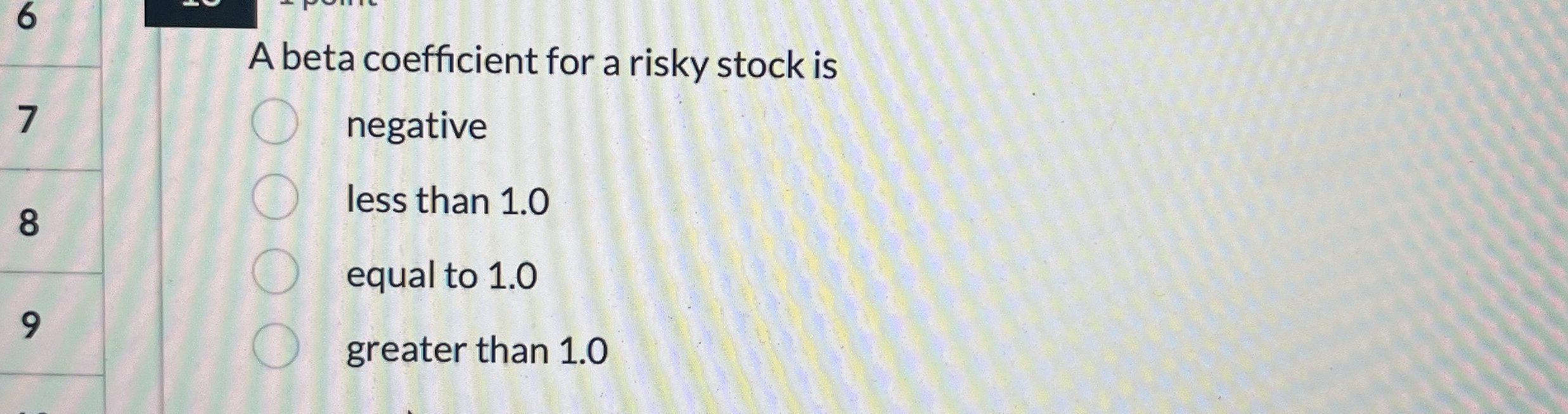 Solved A beta coefficient for a risky stock isnegativeless | Chegg.com